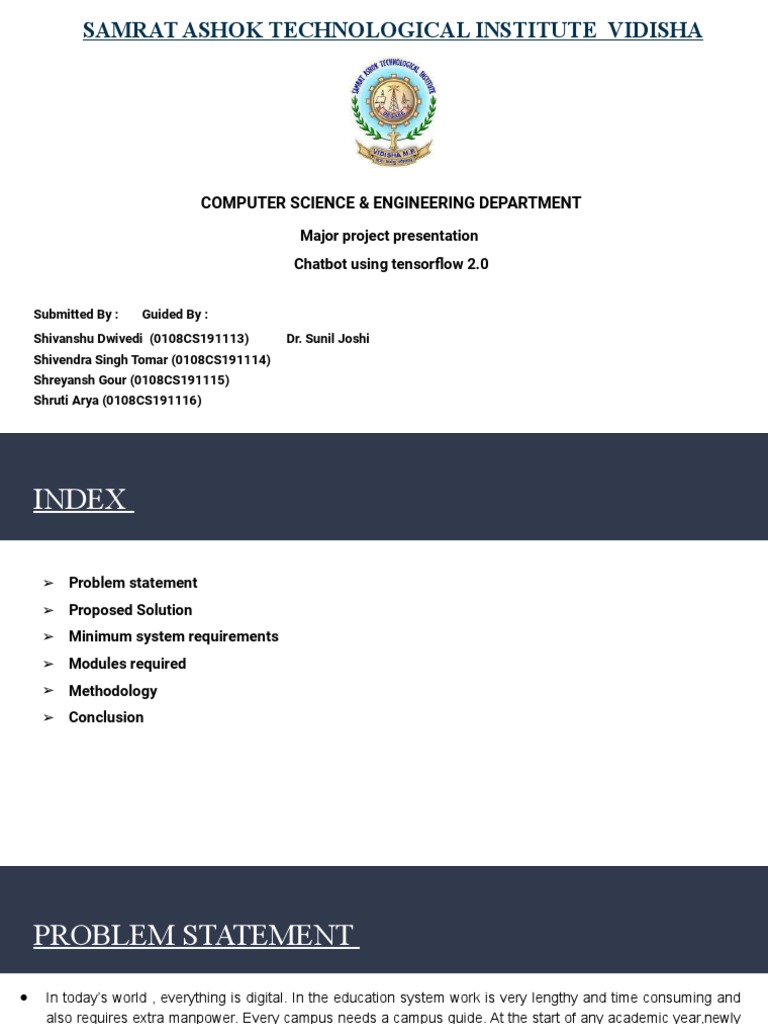 Samrat Ashok Technological Institute Vidisha Chatbot Project | PDF | Computing | Information ...