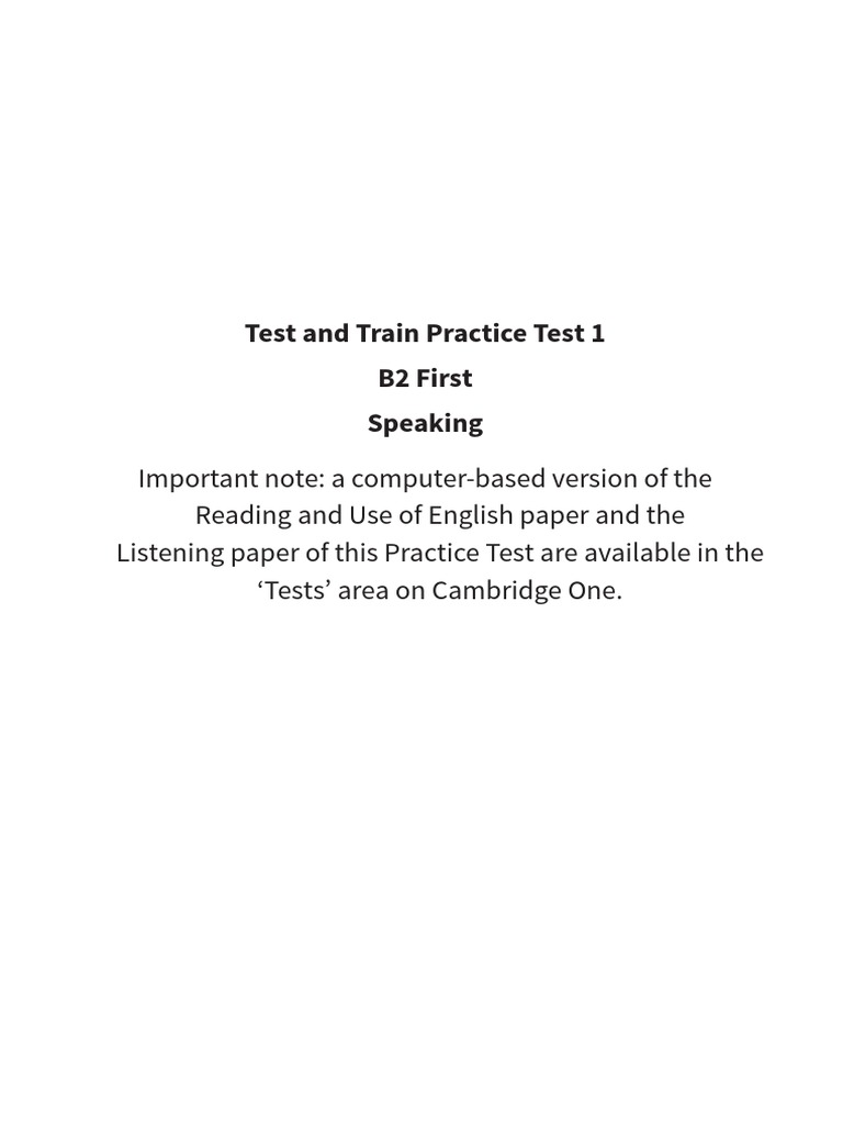 Test & Train Practice Test 1 B2 First Speaking Frames | PDF | Art