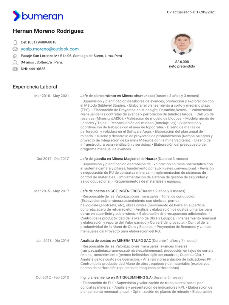 CV Hernan Moreno Rodriguez | PDF