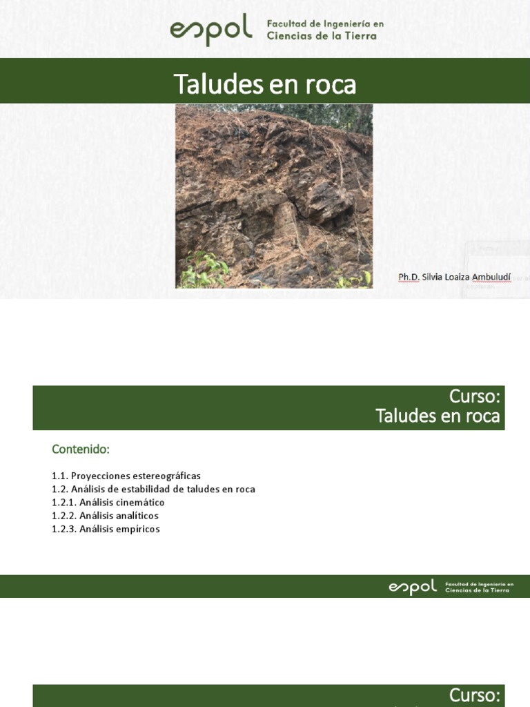Taludes en Roca - Loaiza | PDF | Física Aplicada e Interdisciplinaria