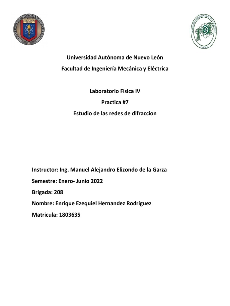Practica 7 Labf 4 | PDF | Difracción | Ligero
