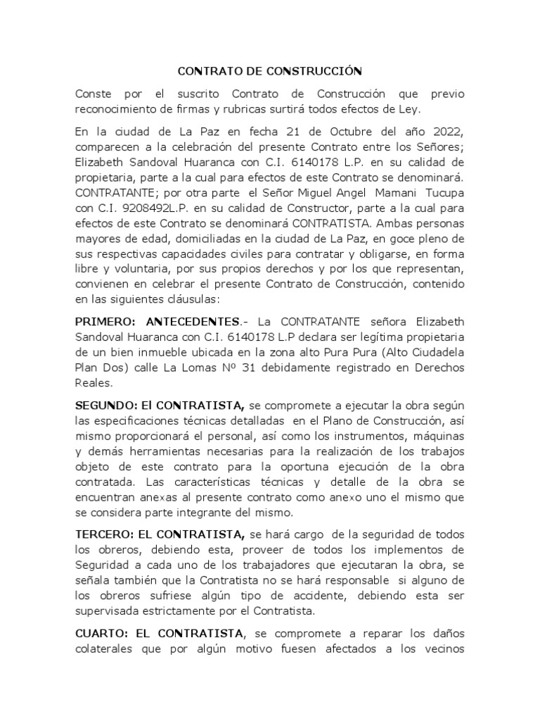 Contrato de Construccion | PDF