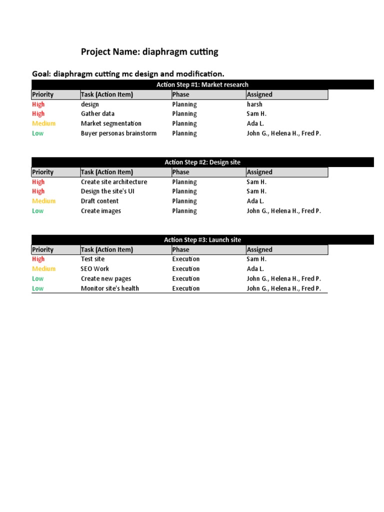 Diaphragm Cutting Project Plan | PDF | Marketing | Project Management