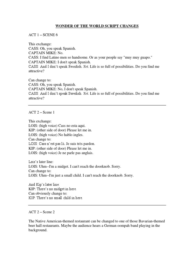 Wonder Script Changes - 8-23-22 | PDF | Art | Mystery, Thriller & Crime ...