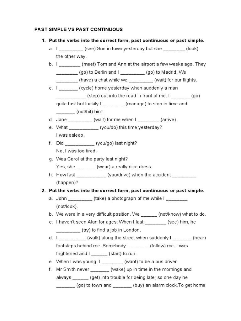 Past Simple VS Past Continuous | PDF | Language Arts & Discipline ...
