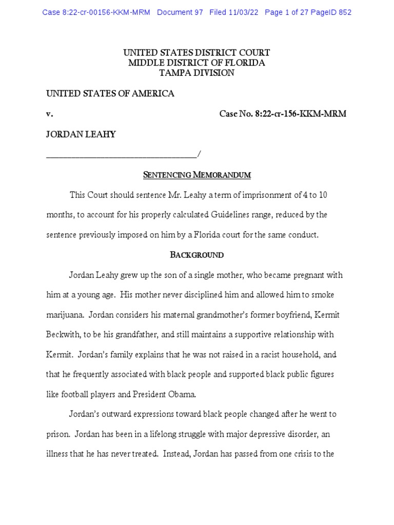 Leahy-Defense Sentencing Memorandum | PDF | United States Federal ...
