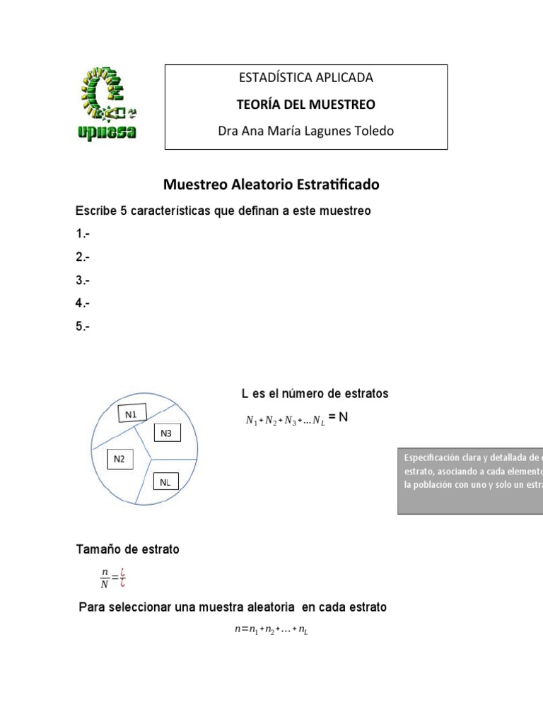 Muestreo Aleatorio Estratificado Teoria y Formulas | PDF | Muestreo ...
