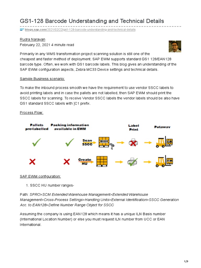 SSCC-GS1-128 Barcode Understanding and Technical Details | PDF | Barcode | Encodings