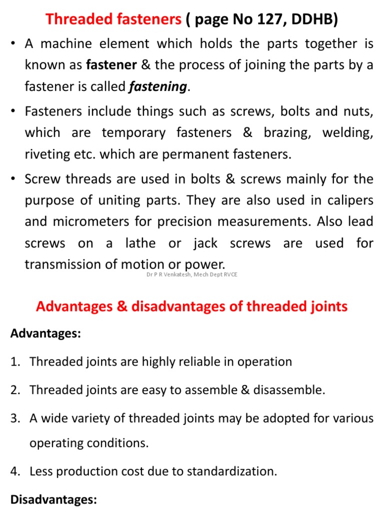 Threaded Fasteners | PDF | Screw | Building Engineering