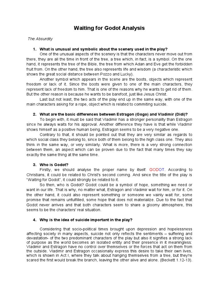 Critical Analysis of Waiting for Godot | PDF | Language Arts ...
