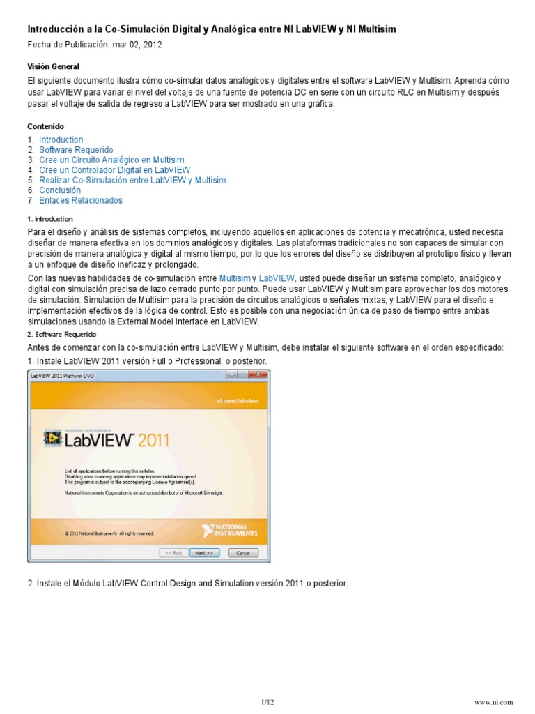 Co-Simulación LabVIEW-Multisim RLC | PDF | Red eléctrica | Software