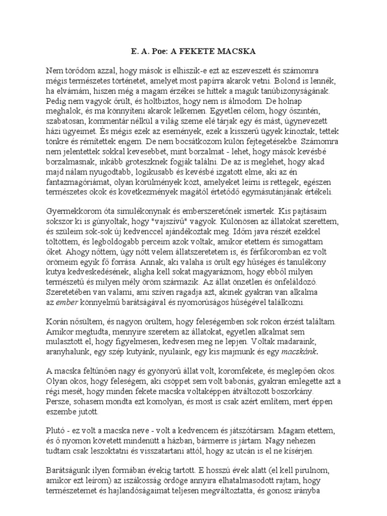 Poe - A Fekete Macska | PDF