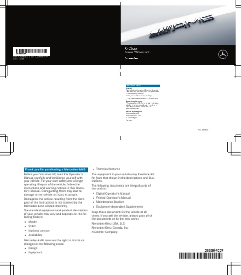 AMG C-Class Owners Manual | PDF | Seat Belt | Manual Transmission