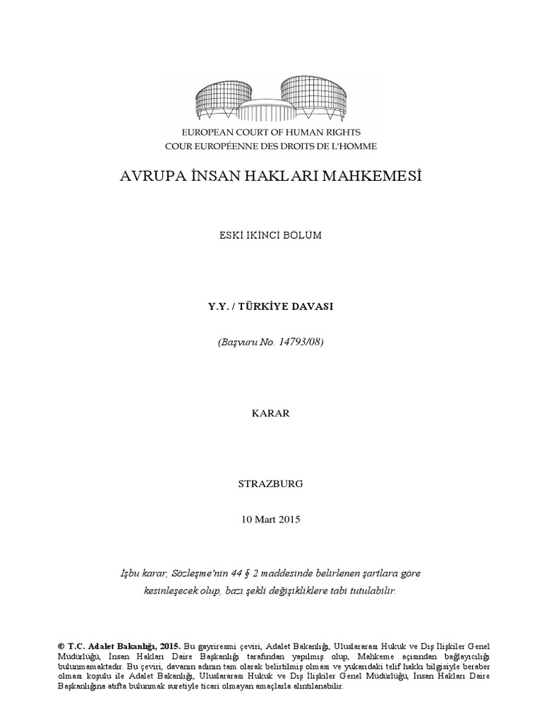 CASE OF Y.Y. v. TURKEY - (Turkish Translation) by The Turkish Ministry ...