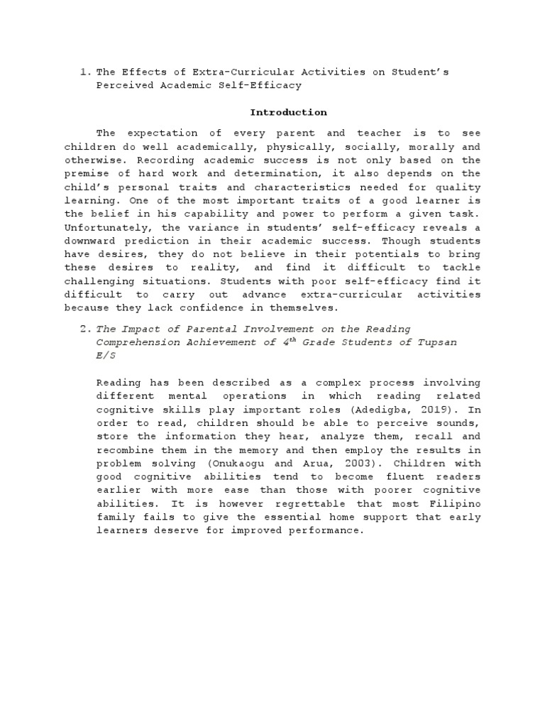 Concept Paper Titles | PDF | Learning | Self Efficacy