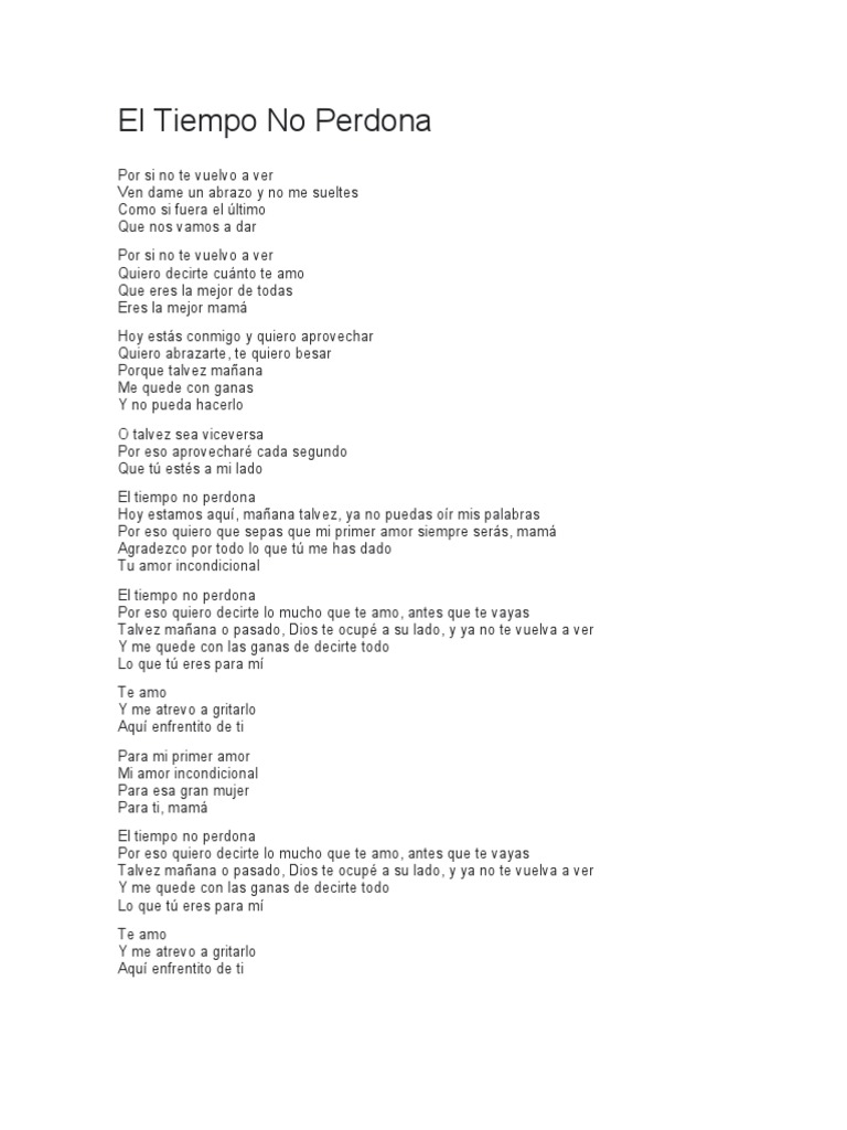 El Tiempo No Perdona: Letra y Sentimiento | PDF | Amor