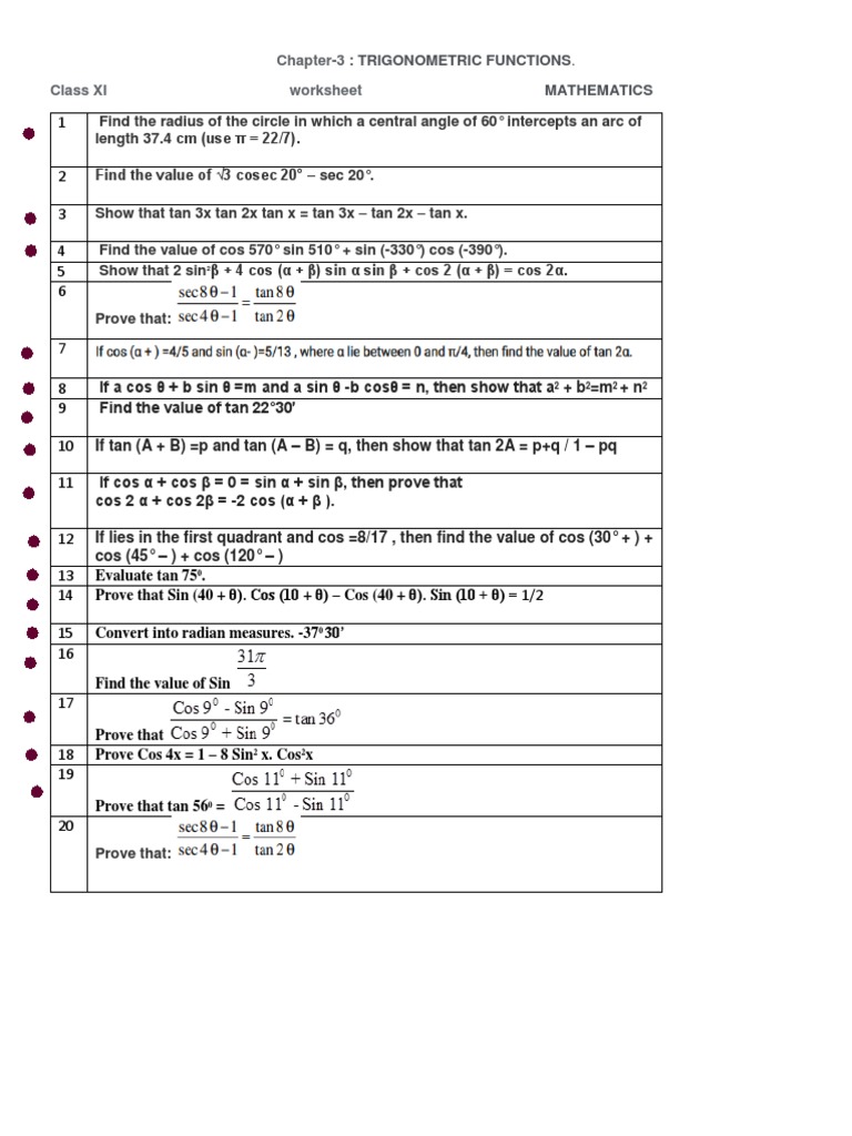 11.3 Ws Trigonometric Functions | PDF | Trigonometric Functions | Mathematical Analysis