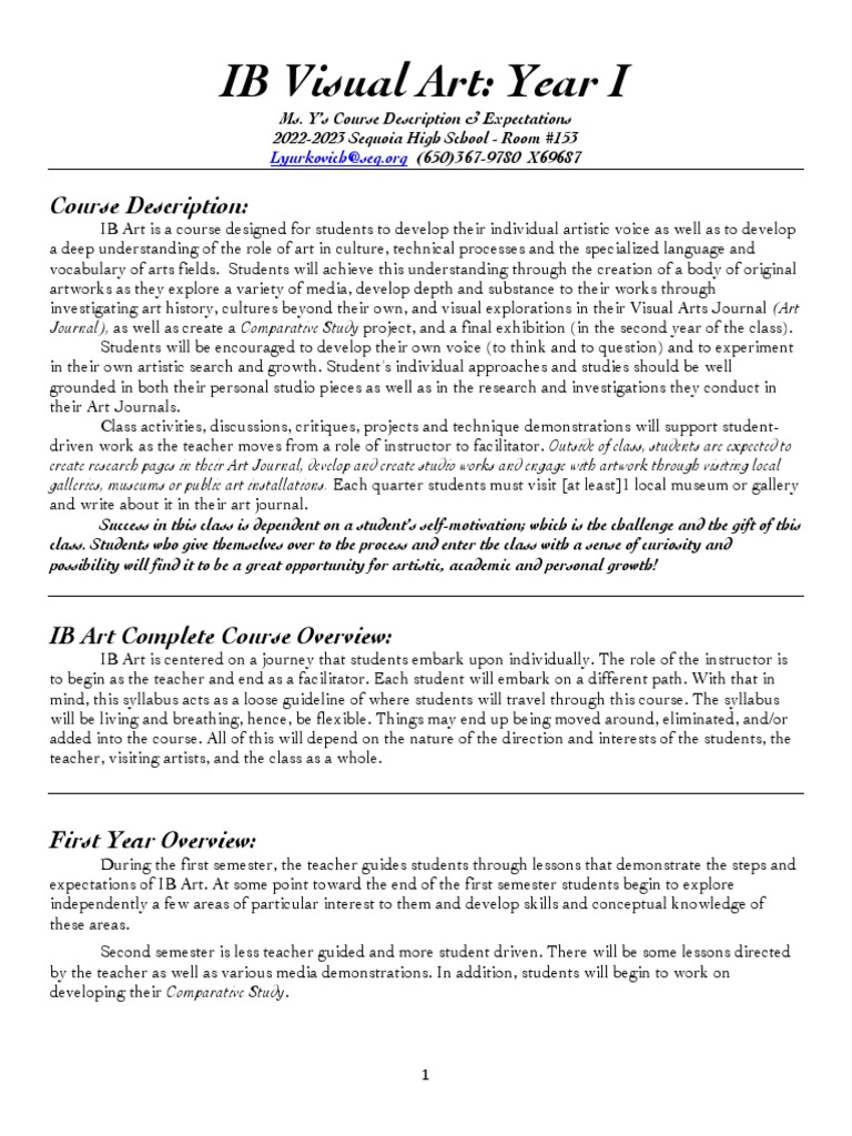 IB Visual Art Course Description | PDF | Teachers | Academic Dishonesty