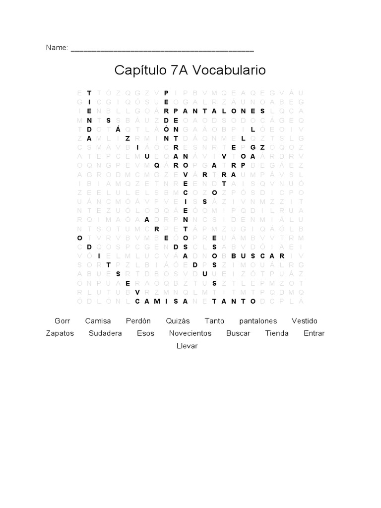 Captulo 7A Vocabulario Answer Key 131feb 6163a732 | PDF