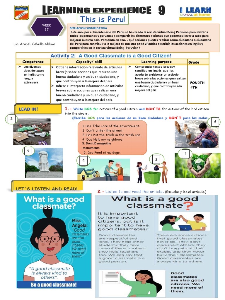 4TO - EXP 9 ACT. 2-INGLÉS Resuelto | PDF