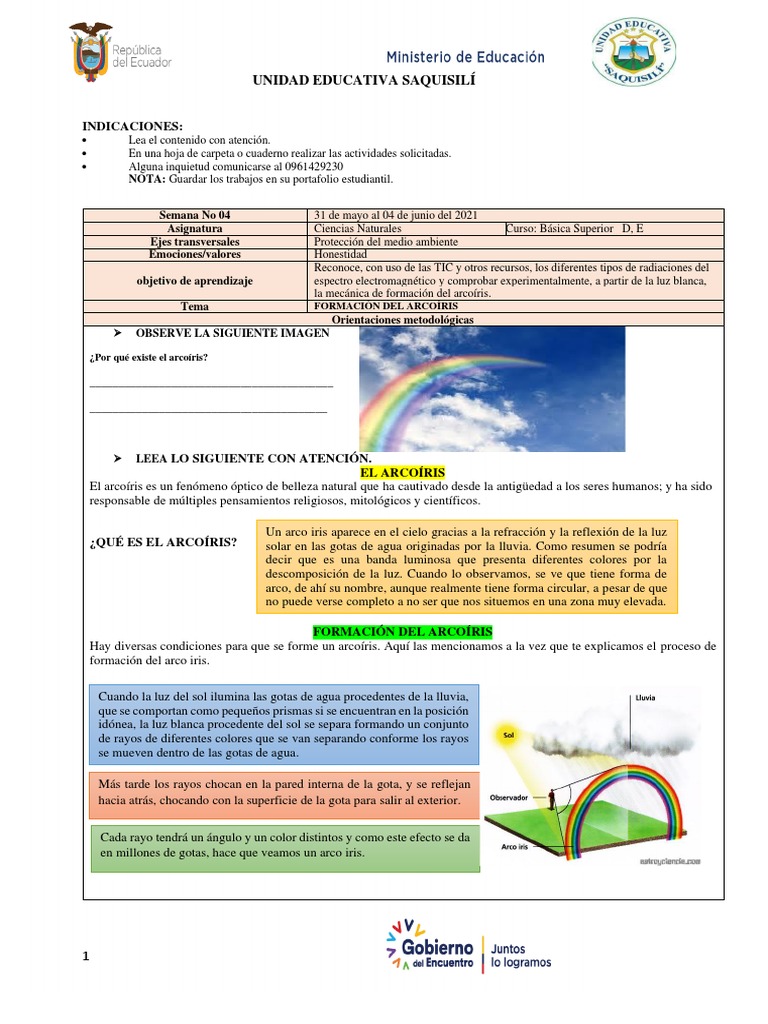 Semana 04 CCNN D, E | PDF | Arco iris | Color