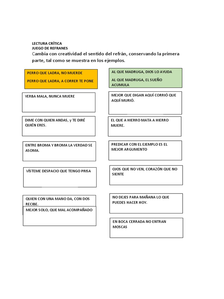 Juego de Refranes | PDF