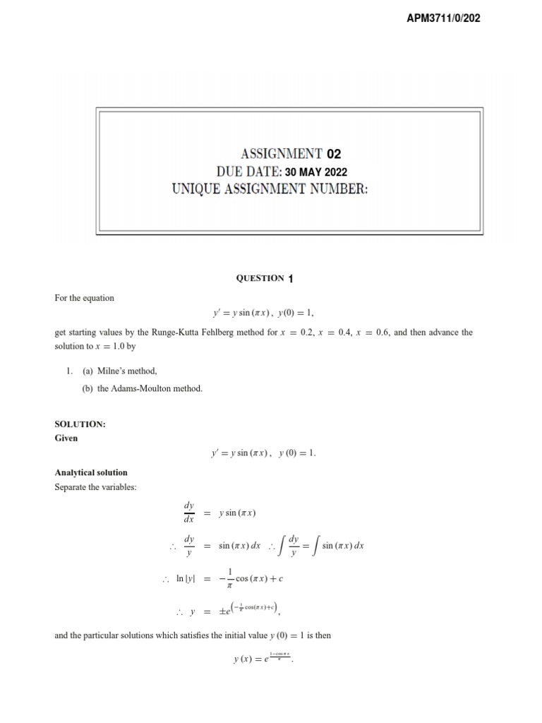 APM3711 ASS 2 Solution 202 | PDF | Mathematics Of Computing | Algebra