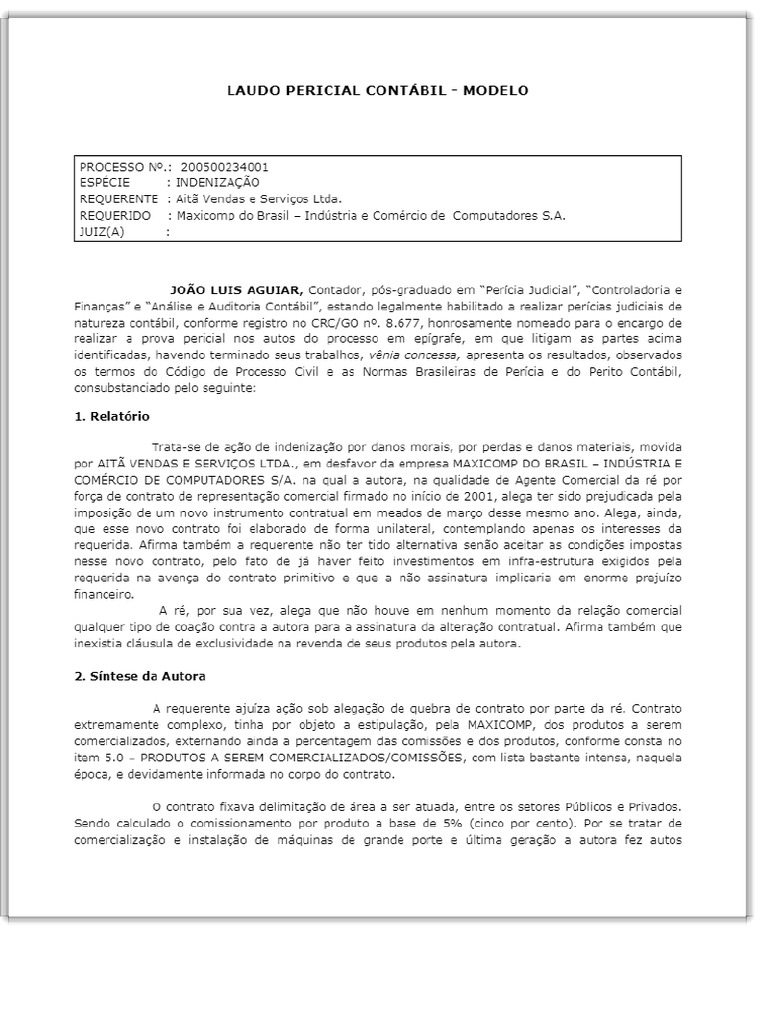 Laudo Pericial Contábil - Modelo - PDF | PDF