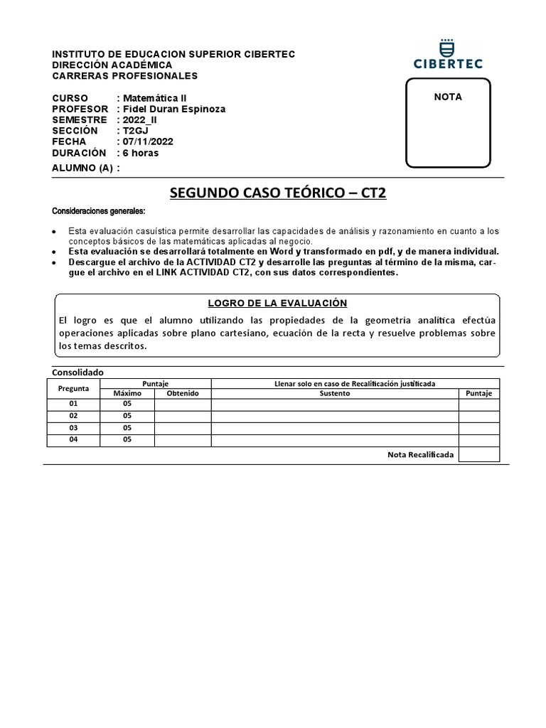 1813 - SP - Matematica II (T) - DIURNO - T2GJ - 00 - CT2 - TE - Fidel Duran Espinoza | PDF ...