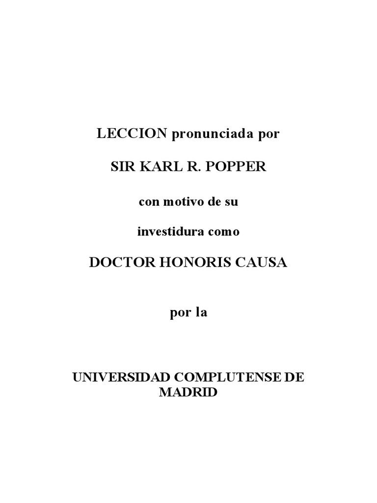 1) Leccion - Karl - R. - Popper - 02 | PDF | Conocimiento | Verdad