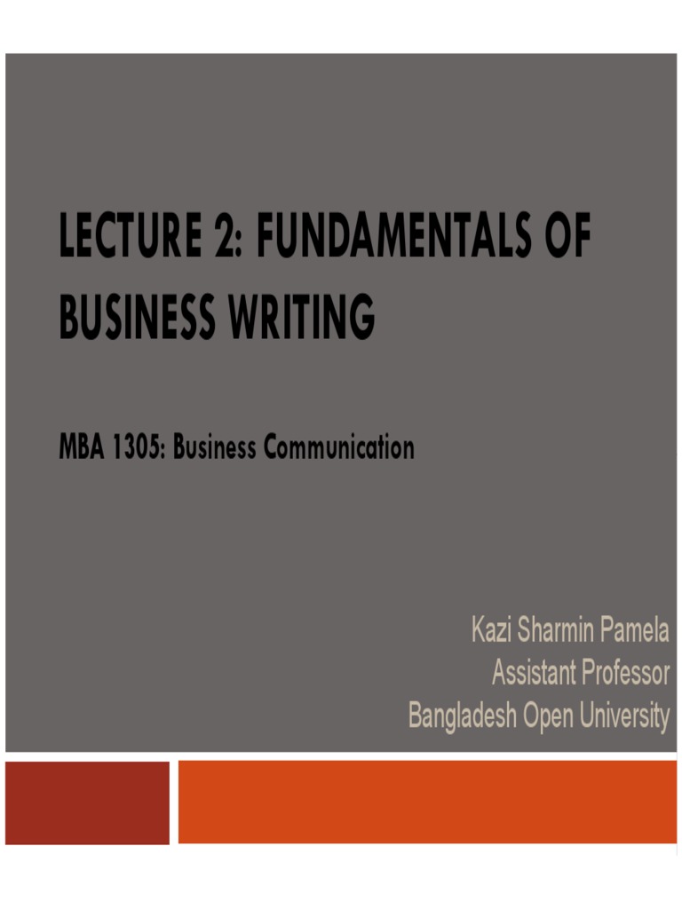 Lecture 2 Fundamentals of Business Writing | PDF | Word | Paragraph