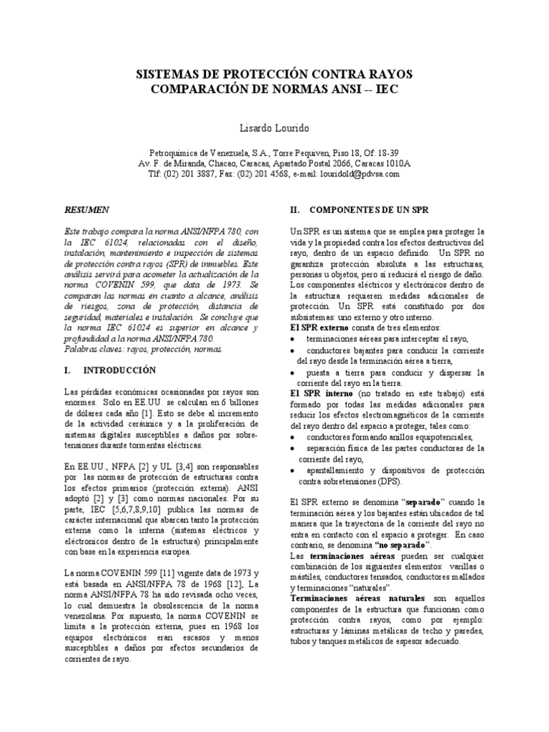 Comparativa Normas ANSI e IEC en SPR | PDF | Hormigón | Relámpago