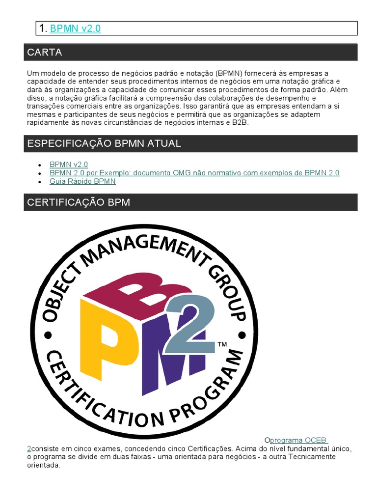 Anotações Técnicas - BPMN v2.0 | PDF | Modelo cliente – Servidor ...