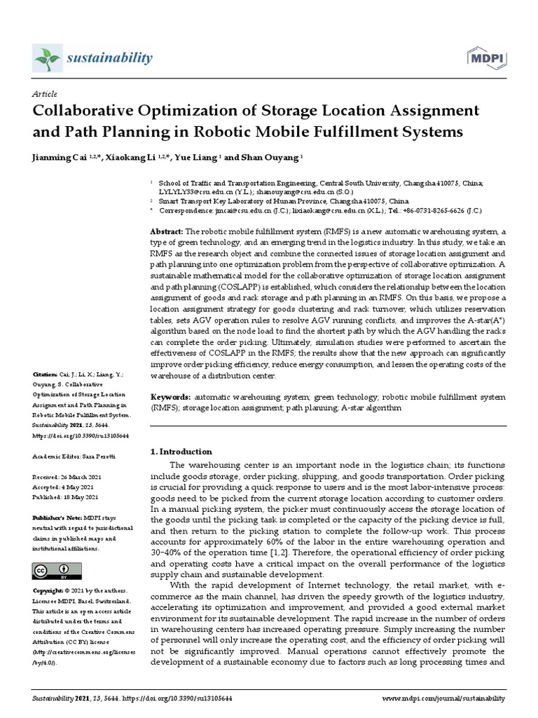 Collaborative Optimization of Storage Location Ass | PDF | Warehouse | Logistics