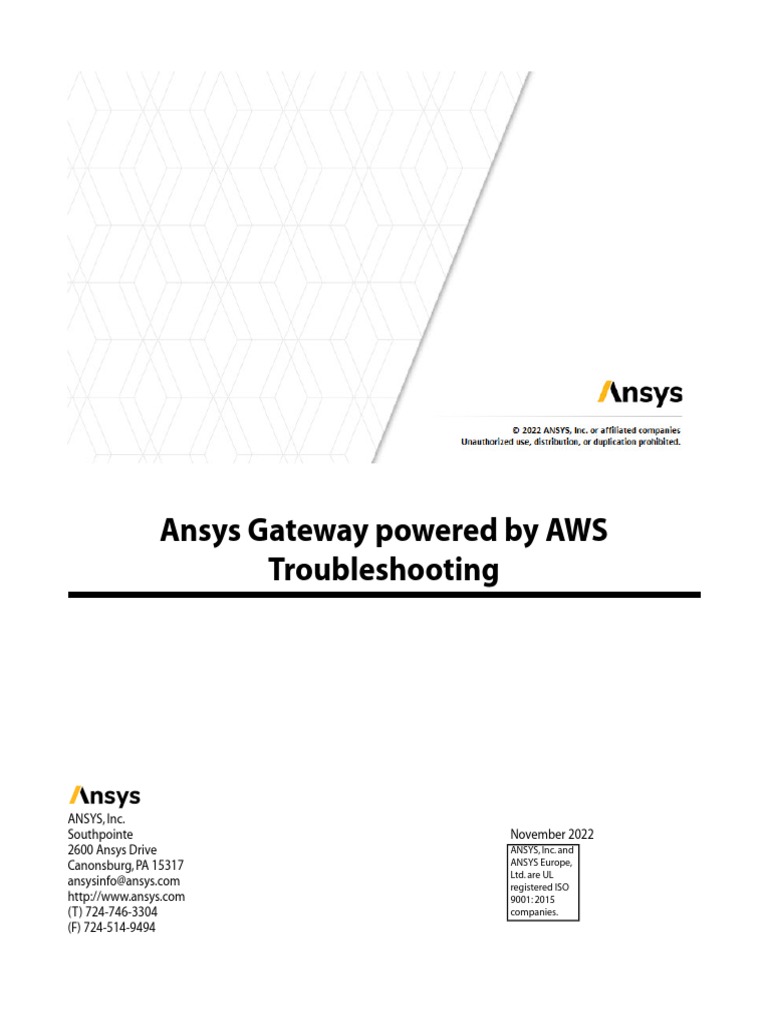 Ansys Gateway Powered By Aws Troubleshooting Pdf Trademark Computer Cluster