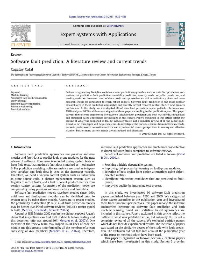 P11 - Software Fault Prediction A Literature Review and Current Trends | PDF | Cluster Analysis ...