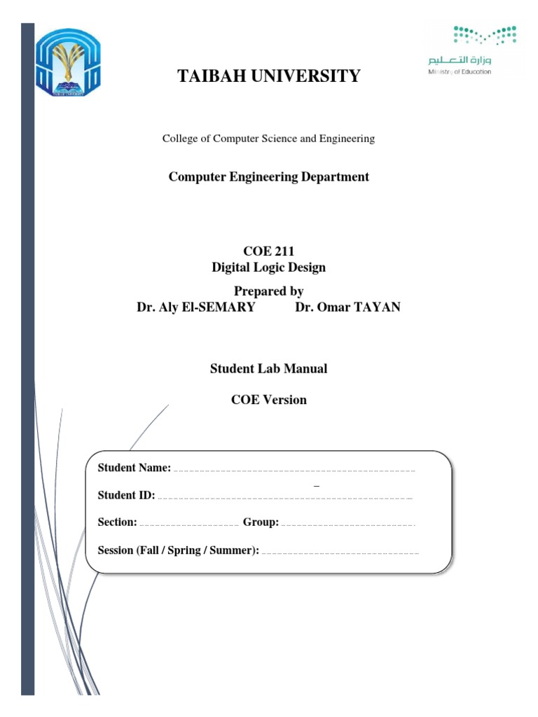 Digital Logic Design Lab Manual COE 211 | PDF | Logic Gate | Digital Electronics