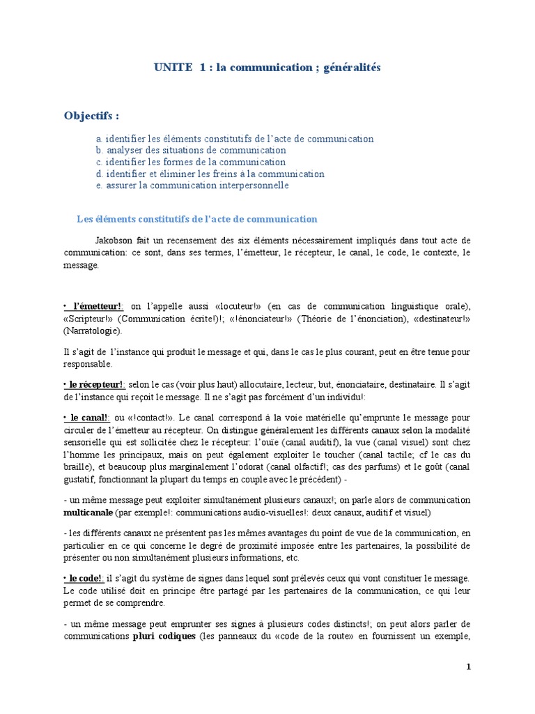 La Communication Généralités | PDF | la communication | Sciences cognitives