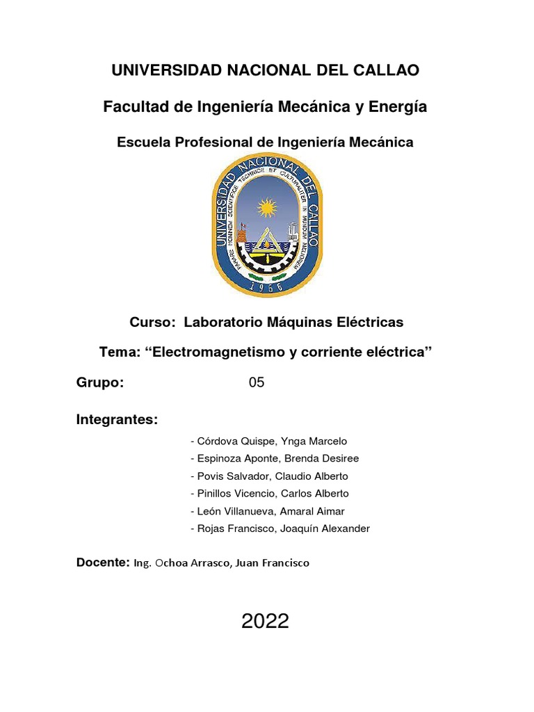 Lab 1 - Electromagnetismo y Corriente Elã©ctrica - Grupo 05 | Descargar gratis PDF | Corriente ...