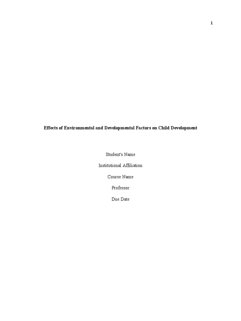 Environmental Influences on Child Growth | PDF | Child Development ...