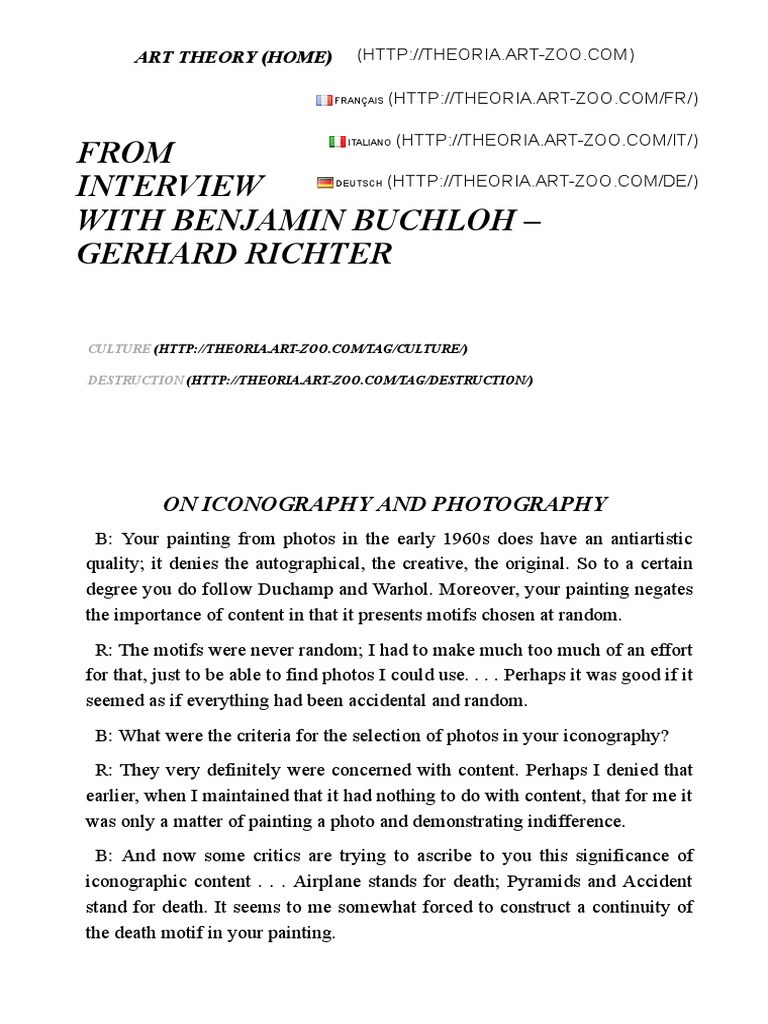 Buchloh and Richter on Art and Photography | PDF | Paintings | Rhetoric