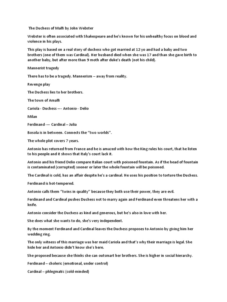 The Duchess of Malfi by J. Webster | PDF