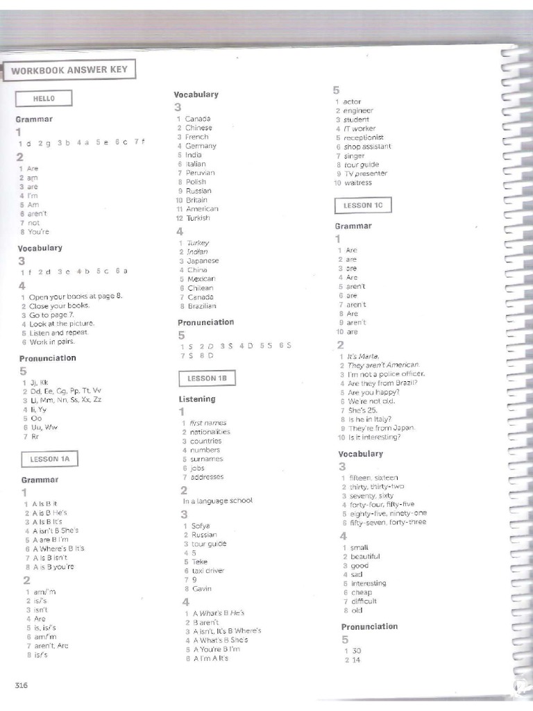 Personal Best A1 (Workbook Answer Key) | PDF