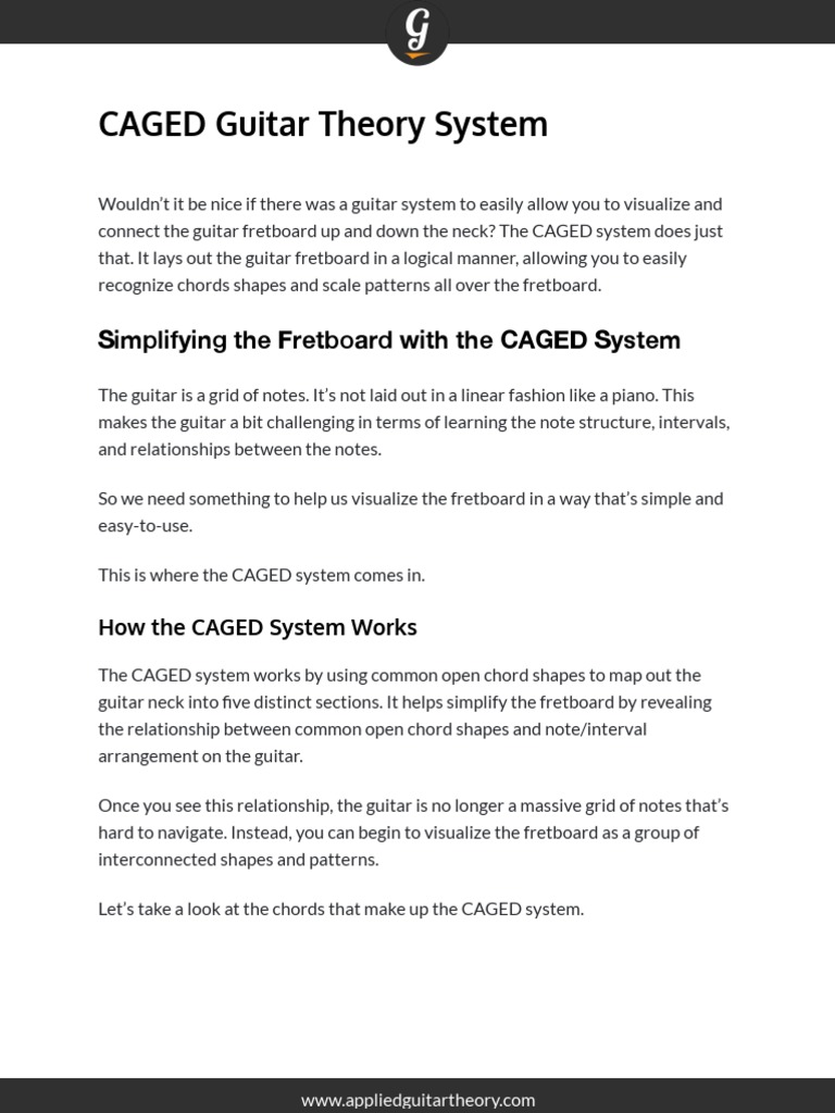 Lesson Caged System | PDF | Necked Lutes | Guitar Family Instruments