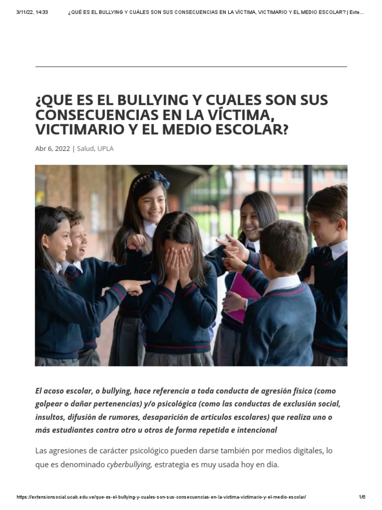 ¿QUÉ ES EL BULLYING Y CUÁLES SON SUS CONSECUENCIAS EN LA VÍCTIMA ...