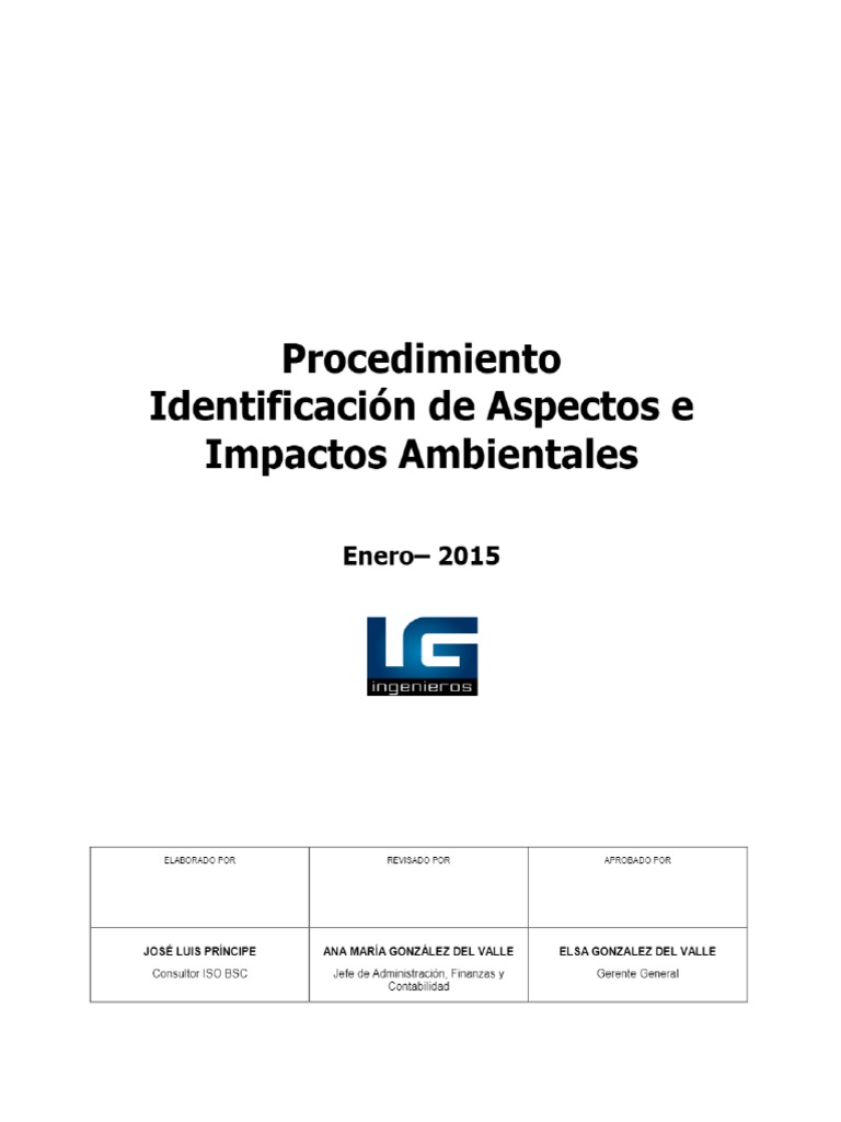 Procedimiento Identificación de Aspectos e Impactos Ambientales - PDF | PDF