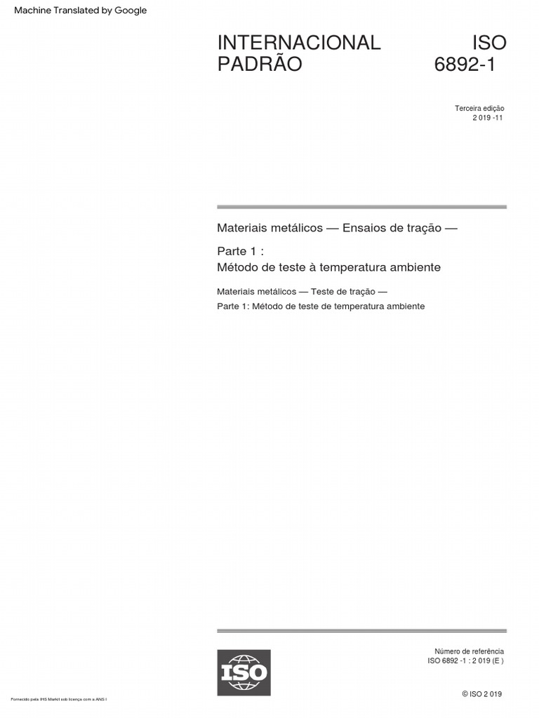 Iso-6892-1-2019 (1T) | PDF | Estresse (Mecânica) | Módulo de Young