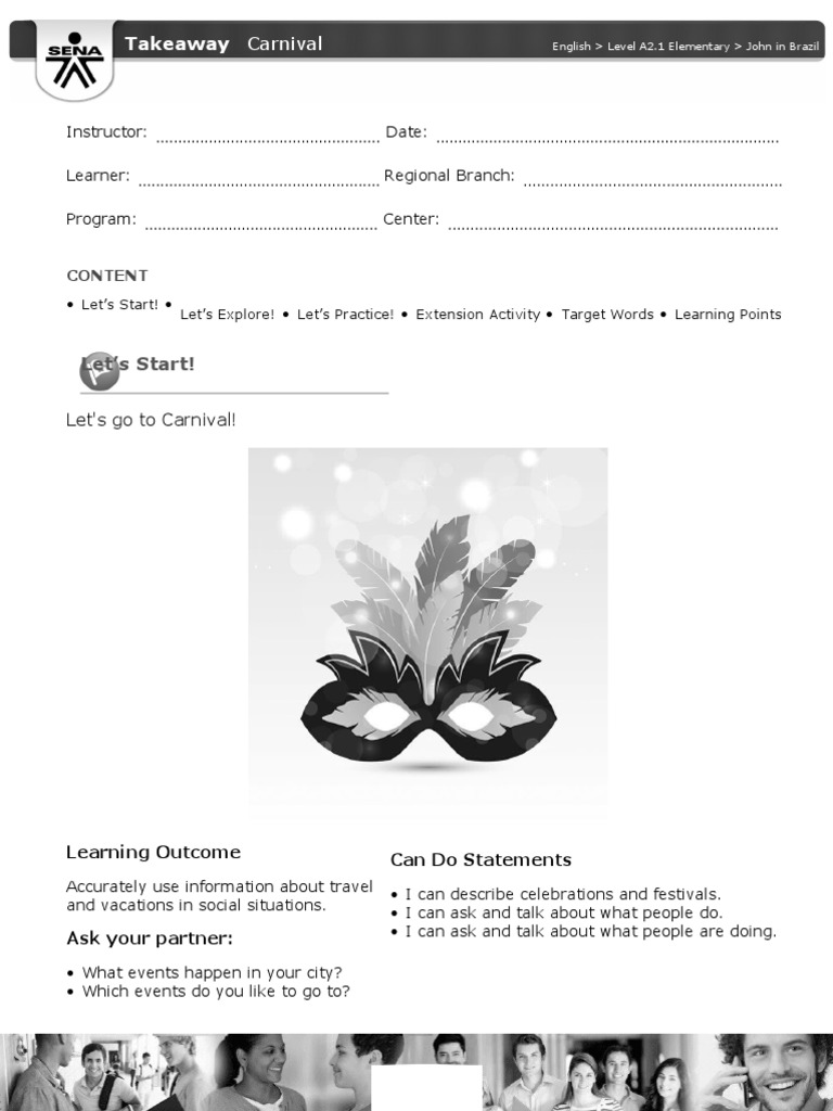 Activity 1 | PDF | Carnival | Verb