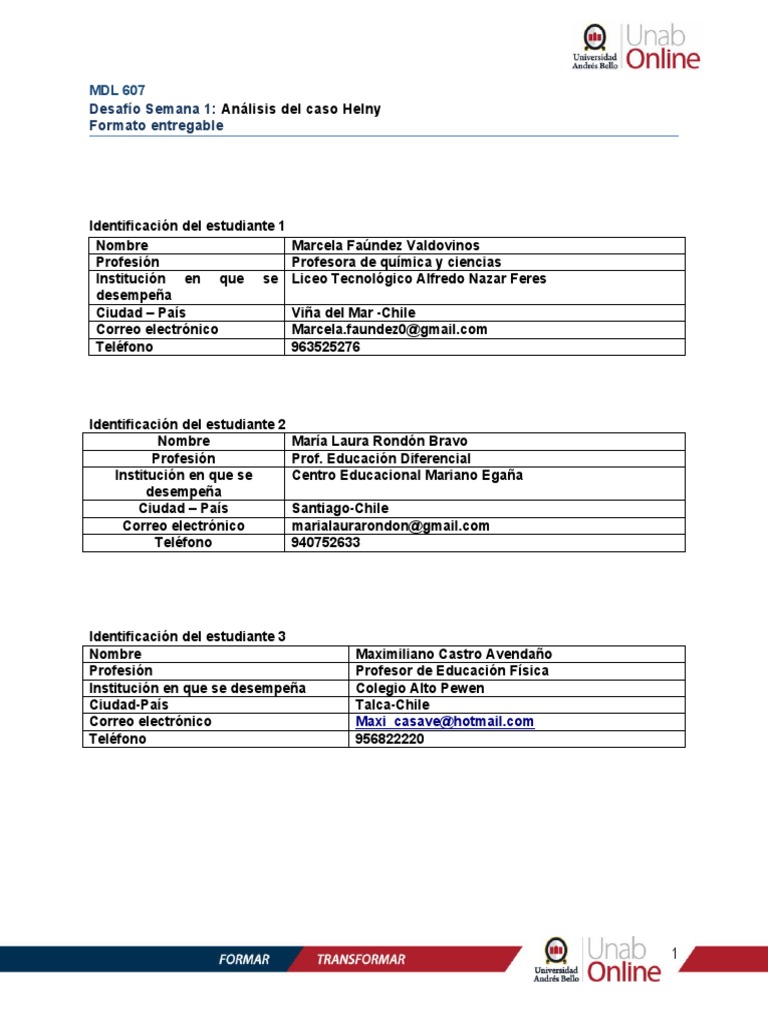 Formato Entregable Desafío Semana 1 | PDF | Business | Comportamiento