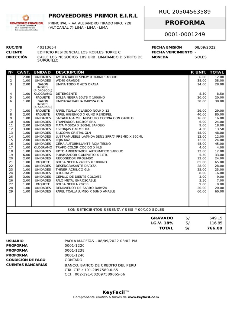 Ejemplo de Proforma | PDF
